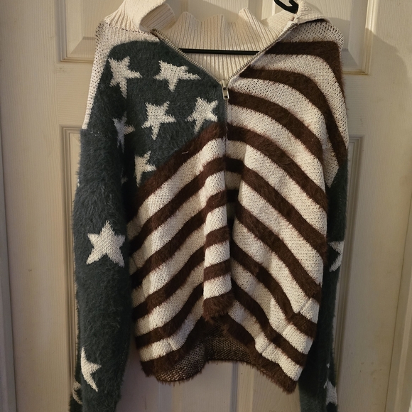 POL | Jackets & Coats | Pol Green And Brown Star Stripe Turtleneck ...